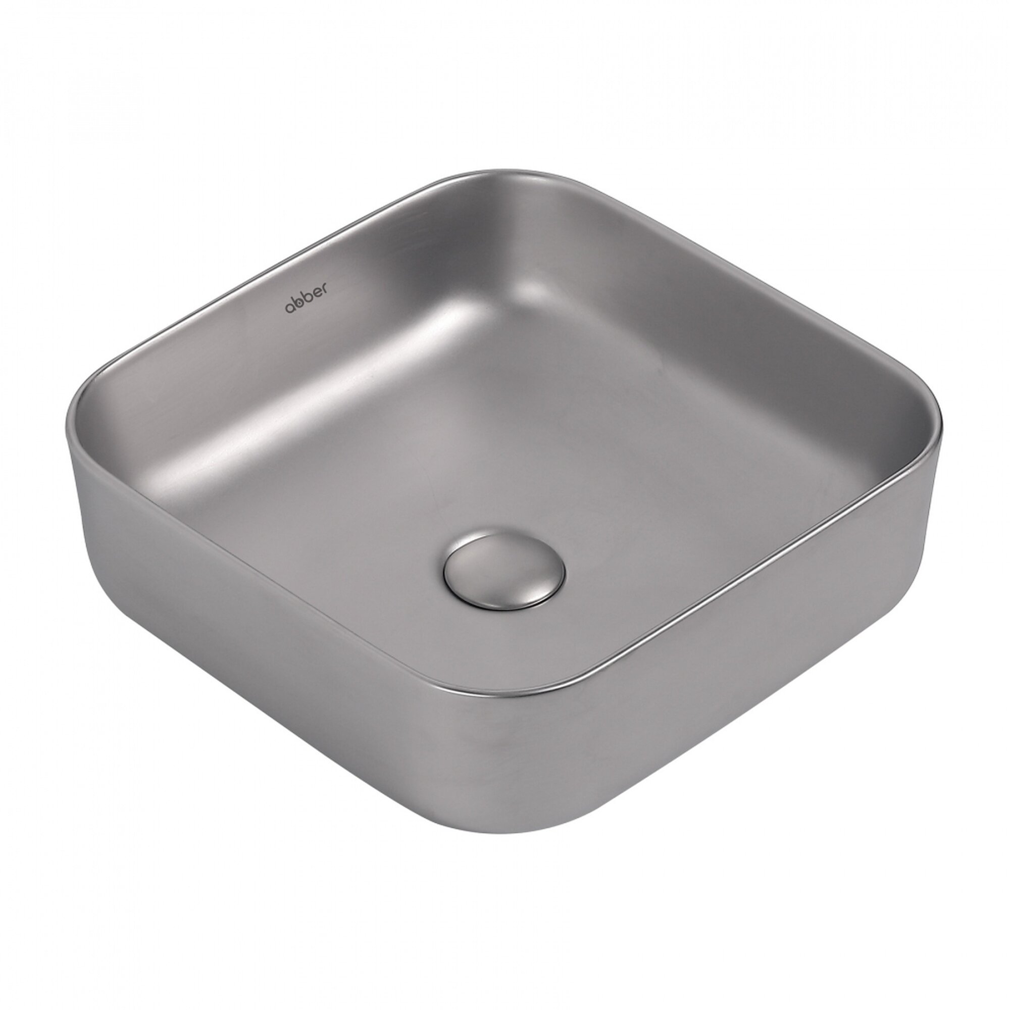 Раковина накладная ABBER Rechteck AC2211MS, квадратная, 38 см, фаянс, серебро