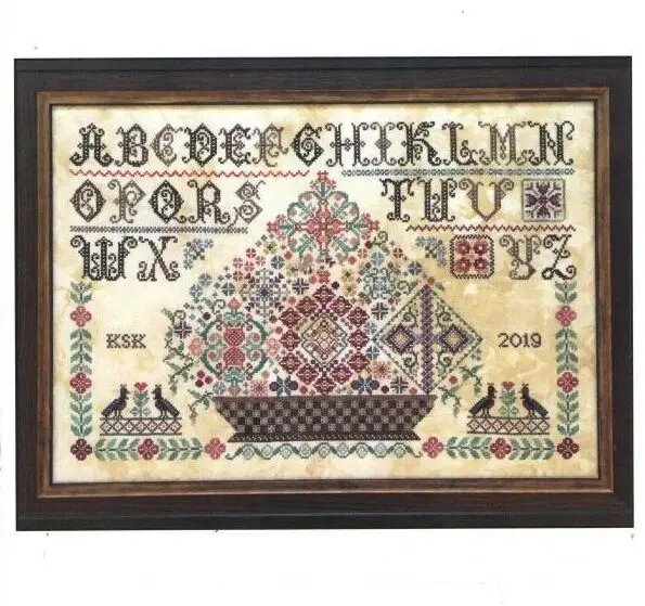 Набор для вышивки крестом «Алфавит, цветок, птица, сад» 28CT Metallic aida