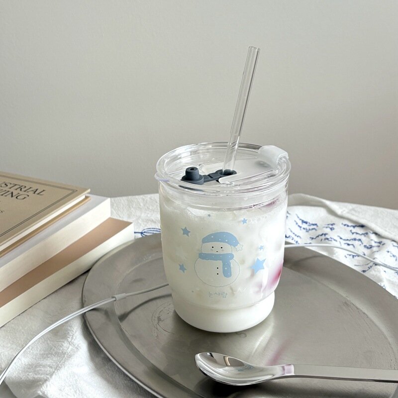 Чашка из соломинки, чашка из высококачественного боросиликатного стекла, термостойкая стеклянная чашка, чашка в корейском стиле.