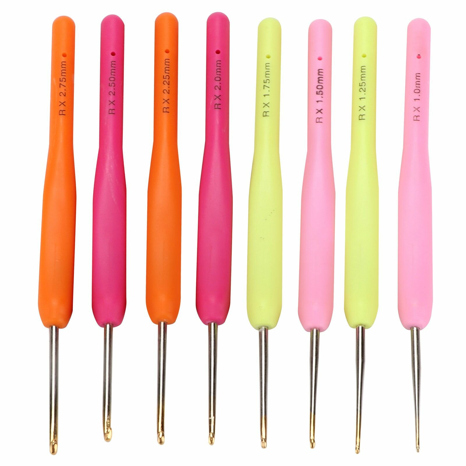 8 шт. крючки для вязания 1-2,75 мм с цветными ручками, легкие и удобные