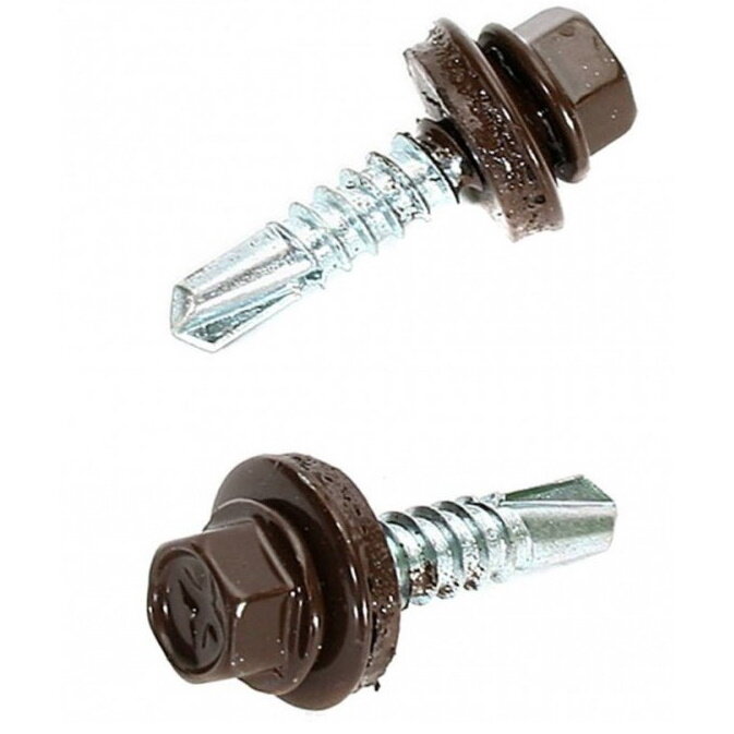 Саморез кровельный 5,5х25 мм, (100шт) RAL 8017 (Темно-коричневый)
