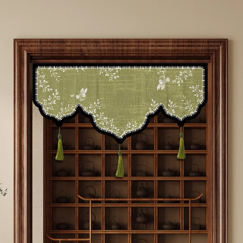 Треугольная флаговая занавеска, новый китайский стиль, дверная занавеска, ретро декоративная короткая занавеска, полудверная занавеска, домашняя висячая флаговая занавеска, кухонная перегородка