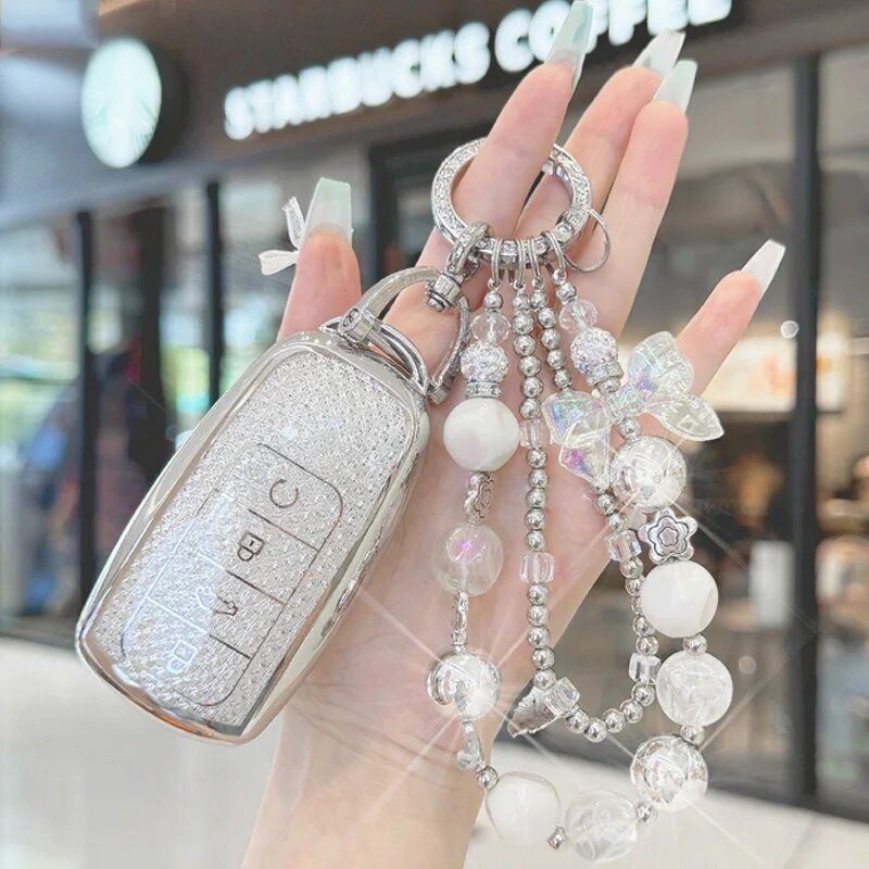 Чехол из ТПУ с белым бриллиантом для Chery Tiggo 7 Pro 8 PLUS Arrizo 5 Tiggo 8 Pro 2022 Max Omoda C5 Dr3 Tiggo Tiggo Pro, чехол для ключа автомобиля
