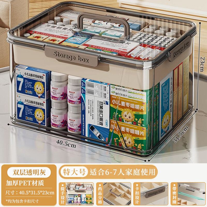 Домашняя многослойная портативная аптечка, семейная большая емкость для хранения, большая аптечка, прозрачная пластиковая аптечка