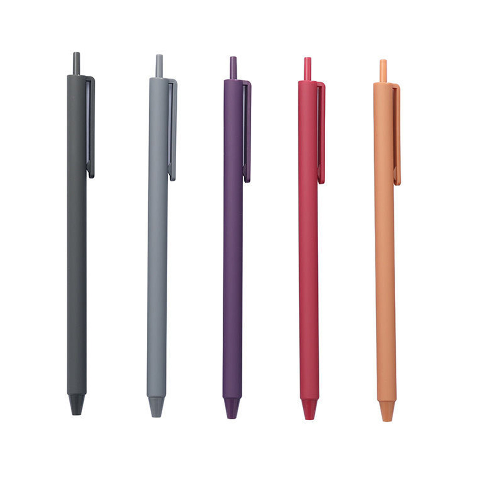 Набор гелевых ручек 5 цветов: черный, фиолетовый, коричневый, bordo, серый, 0.5мм, ретрактируемый, быстрый высыхающий чернила, для детей, студентов, взрослых, письма, рисования, офис, школа, канцтовары, 5 штук в наборе