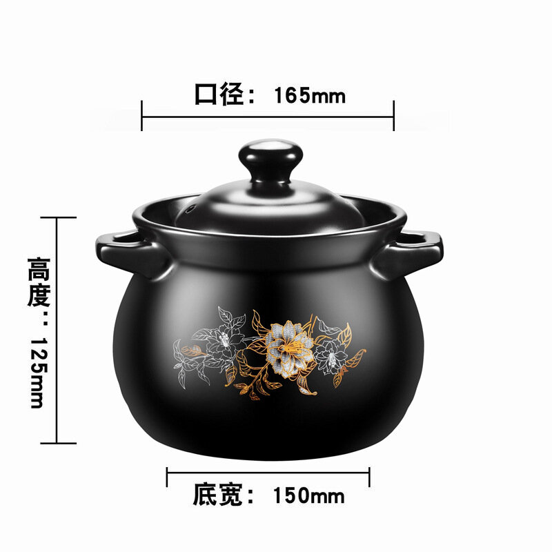 Керамическая кастрюля для тушения, устойчивая к высоким температурам, домашняя кастрюля для тушения, маленькая керамическая кастрюля с двумя ручками, каменная кастрюля для открытого огня