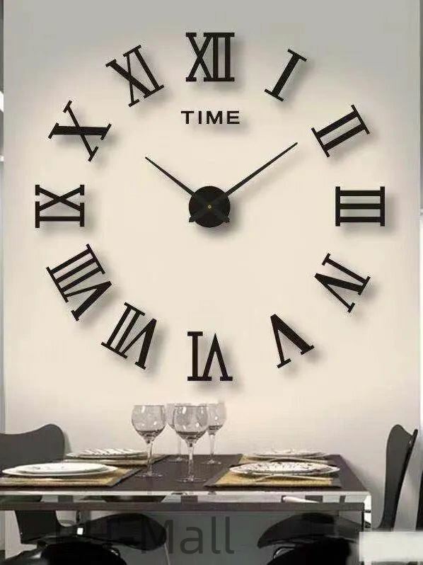 Настенные бескаркасные 3D часы / Электронные часы с римскими цифрами на стену