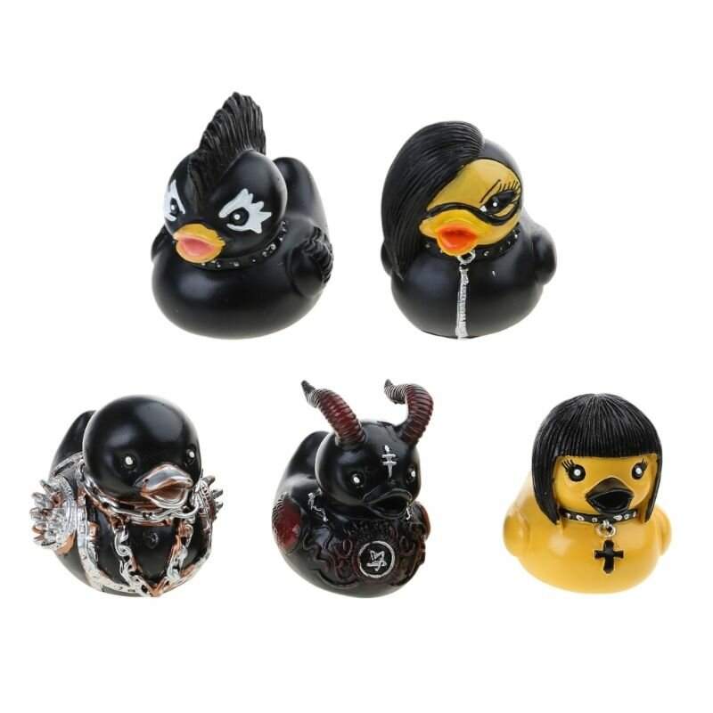 Набор из 5 классных фигурок утки в стиле панк, Украшение для дома в готическом стиле, Уникальные предметы коллекционирования