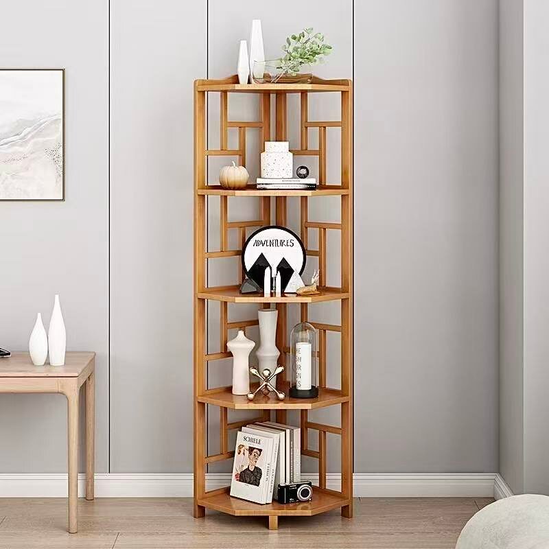 Стеллаж напольный с деревянными полками, этажерка в современном стиле для детской, гостиной, кухня