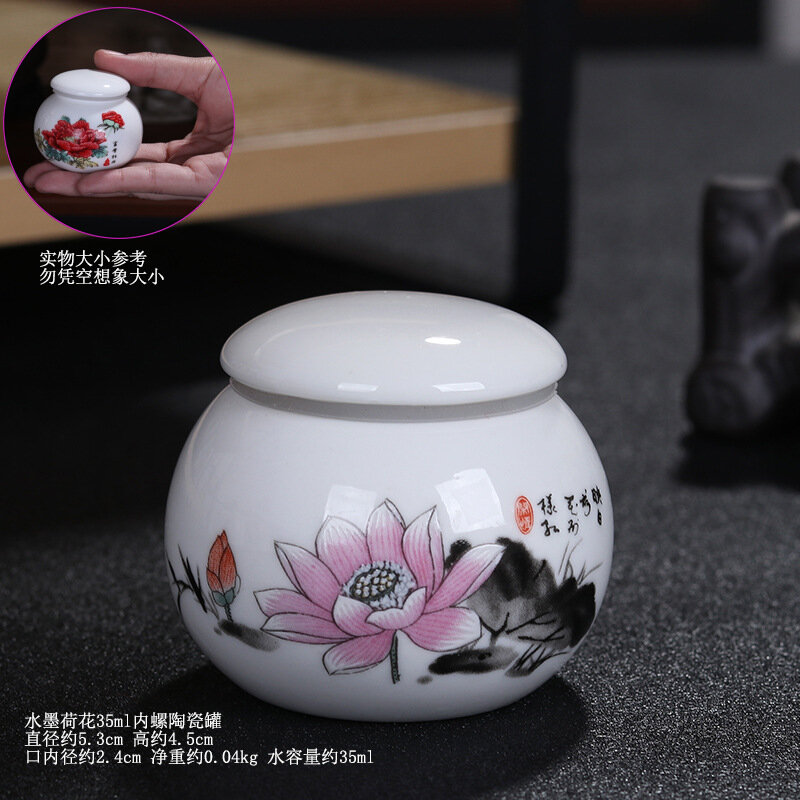 Китайская керамическая герметичная банка с крышкой малый портативный крем для чая для хранения домашнего таблеток