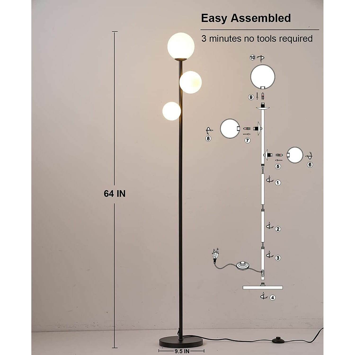 Торшер с тремя головками