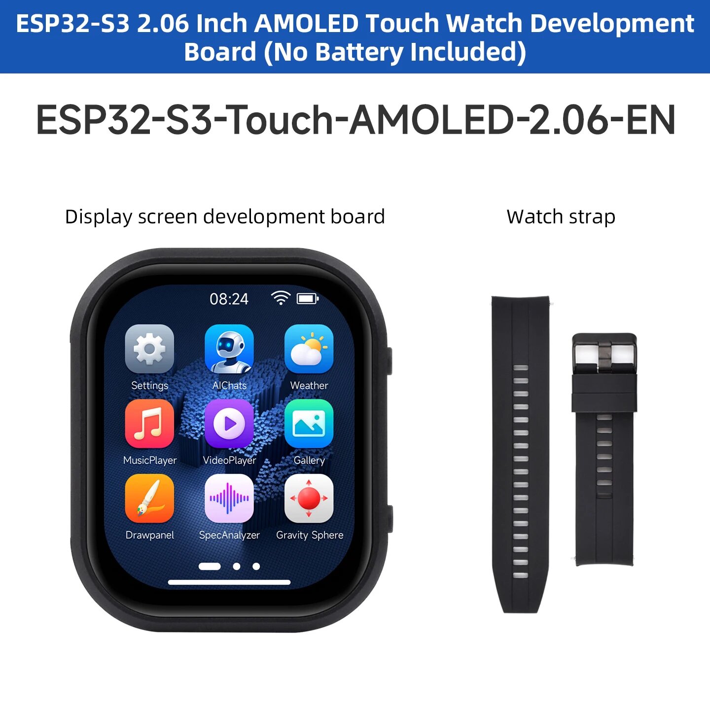 Caturda ESP32-S3 2.06 дюйма AMOLED сенсорный дисплей without Battery