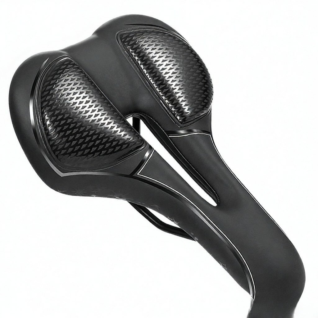 Седло для велосипеда с подушкой Seat Padded для мужчин женщин MTB горных дорожных велосипедов циклинга, материал PU кожа + силикон + губка, стили A B C, размер 17*27*5.2см, вес 432г, в комплект входит 1 седло для велосипеда