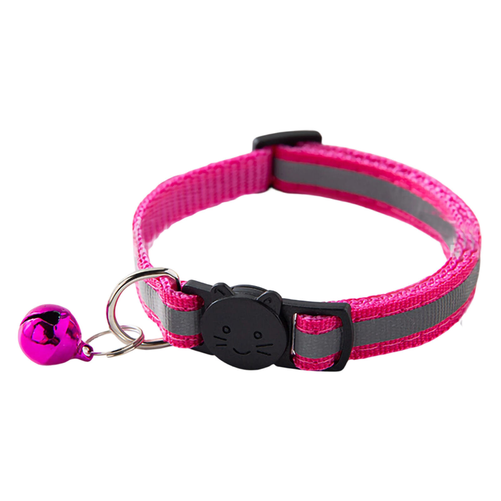 Ошейник с колокольчиком для домашних животных, регулируемая светоотражающая пряжка, для кошек, собак, щенков и котят, розово-красный.