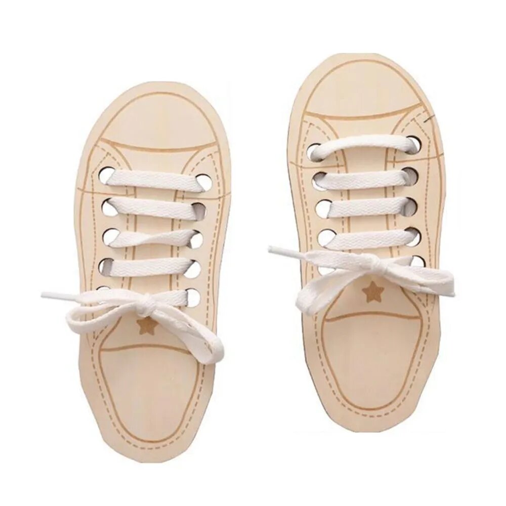 Шнурки для завязывания обуви Игрушка-головоломка Монтессори Для развития интеллекта Игра детей с деревянными нитками