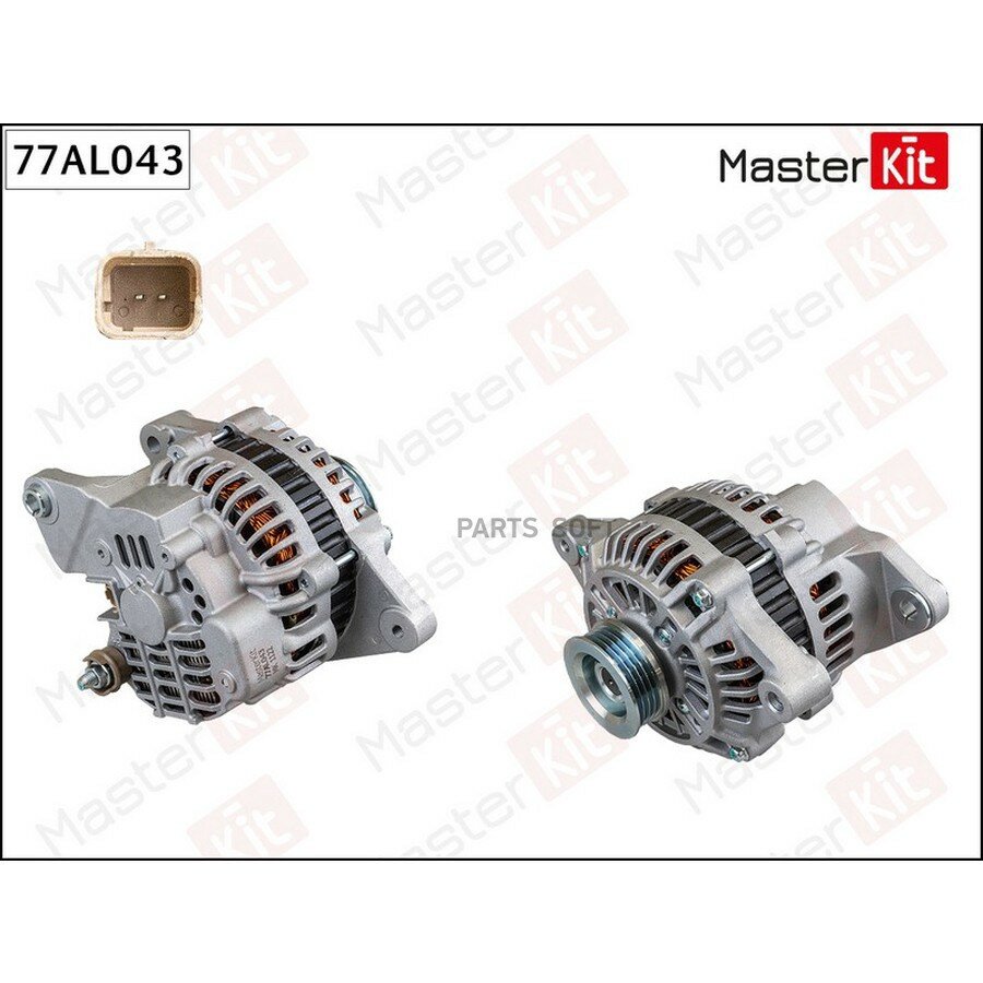 Генерато 12V 110A Renault Logan 1.6/Sandero 1.4/1.6 07> от официального дистрибьютора, MASTERKIT, артикул 77AL043