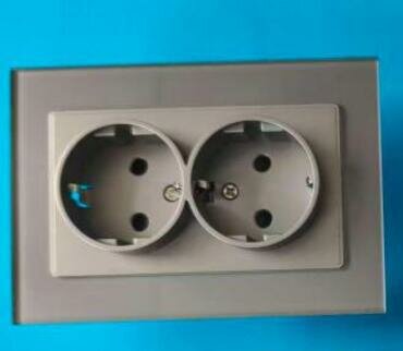 Двойной розетка 123 серии с закаленным стеклом для российской круглой подрозетника - черная, белая, серая, золотая