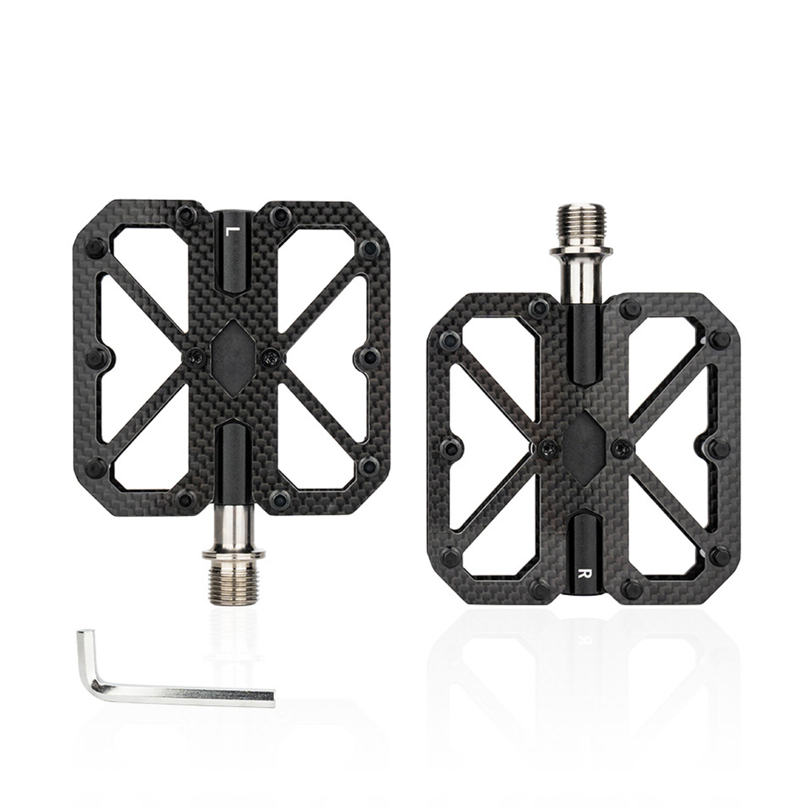 Велосипедные педали из карбонового композита с тремя подшипниками, нескользящие, легкие, для шоссейных, горных и складных велосипедов, черные.