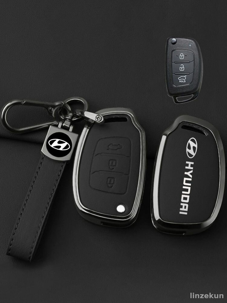 Кожаный чехол для ключа автомобиля для Хюндай Hyundai ix25 ix35 i10 i20 Solaris Tucson Sonata Santa Sport Elantra Creta Verna 2015 2016 2017 2018,3 кнопки, ZH