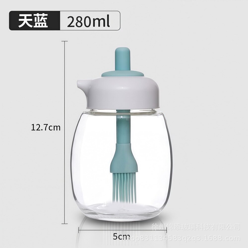 Масляная щетка с интегрированным горшком, кухонный инструмент для нанесения масла, стеклянный масляный горшок, щетка для приправ с масляной бутылкой для наливания и контроля масла