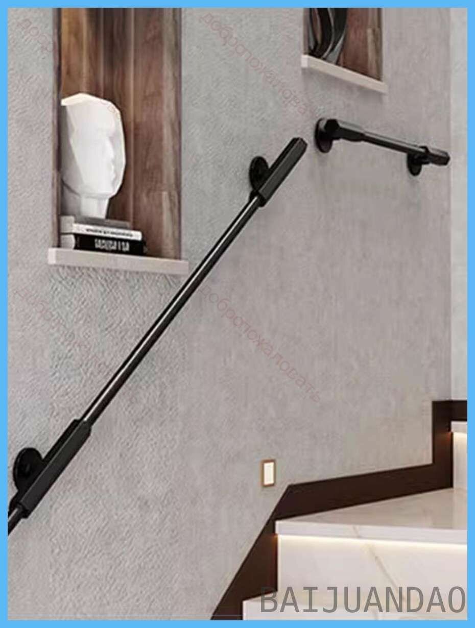 Поручень пристенный, лестницы перила, Чёрный, Изготовлено из кованого железа, Для коридоры, мансарды