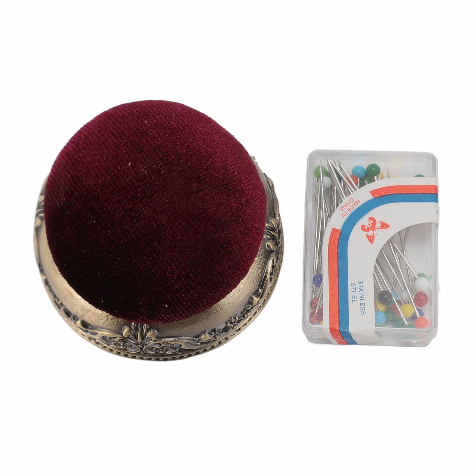 Винтажная игольница, мягкая, эластичная, в форме полусферы, металлическая основа для шитья и квилтинга, зелёная, ретро, бронзовая, красная