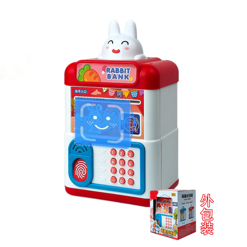 Детская автоматическая копилка в виде белого кролика, новая модель, с паролем, многофункциональная, с разблокировкой по отпечатку пальца, игрушка для ролевых игр, милый подарок