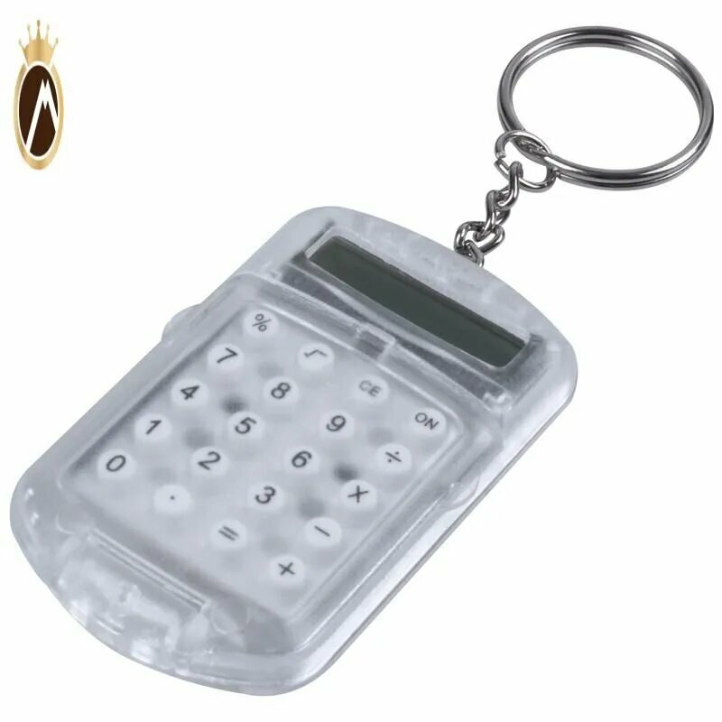 (G O F M) Прозрачный пластиковый корпус 8-значный электронный мини-калькулятор с брелком