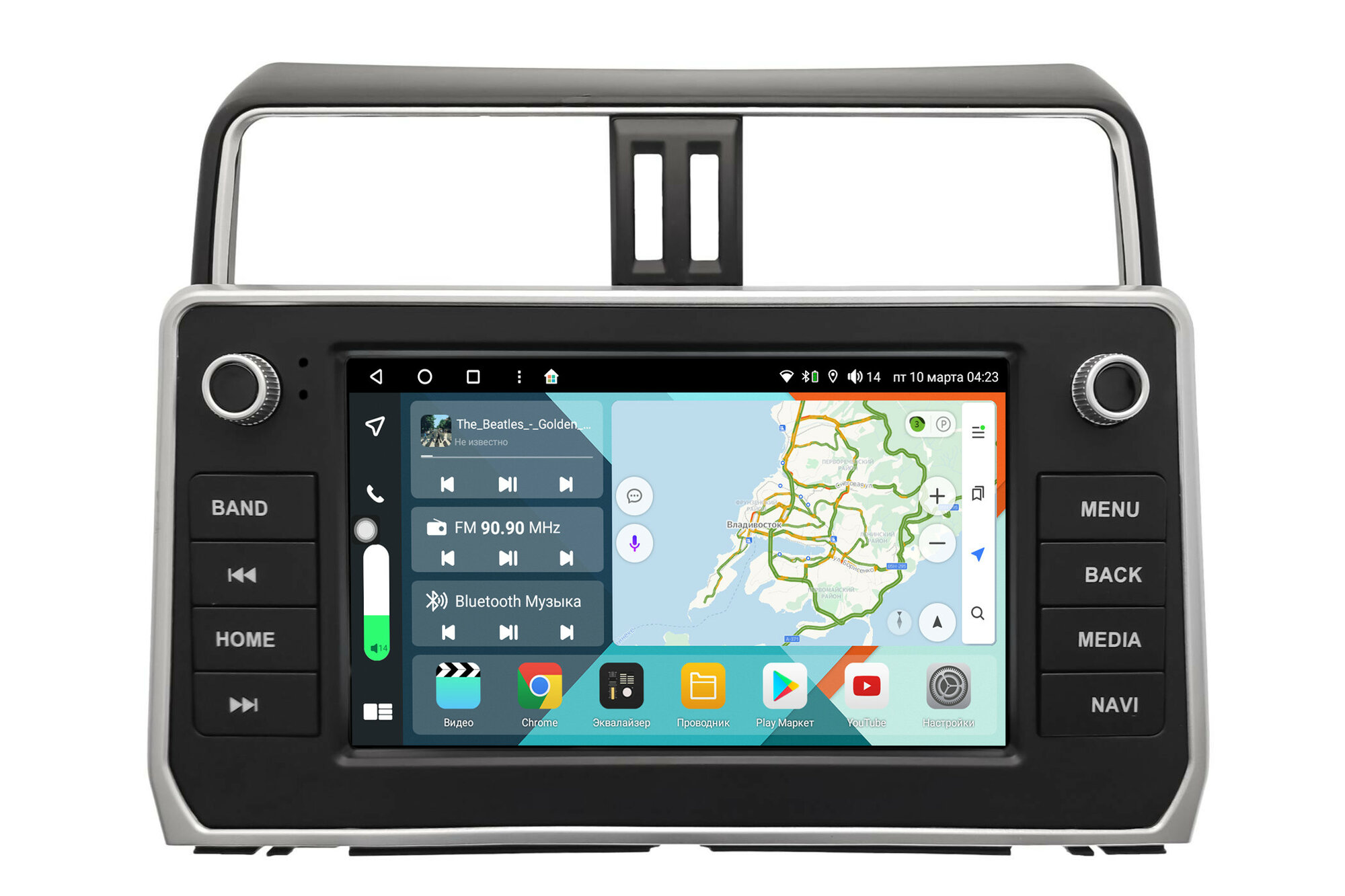 Магнитола Toyota Land Cruiser Prado 2017 - 2020 правый руль и без 360 9 дюймов, 4/64GB, 8 ядер, DSP, 4G, Android 10 / Wide Media