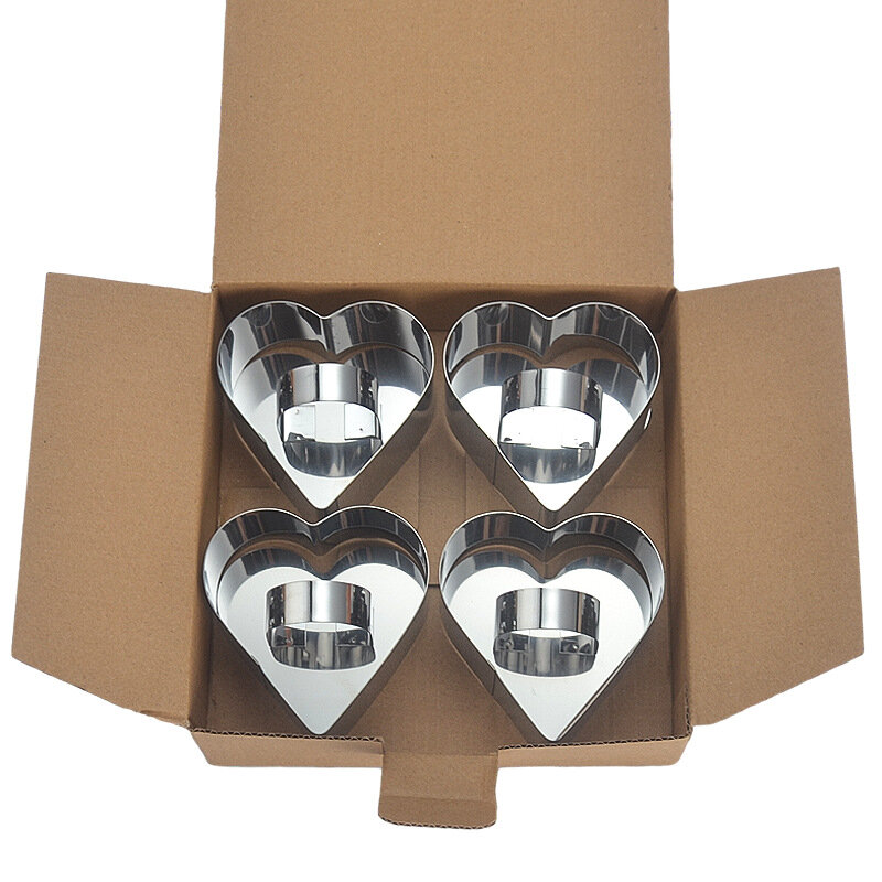 Кольцо для мусса с крышкой, инструмент для выпечки, кольцо для мусса из нержавеющей стали, форма для торта, квадратная, сердце, треугольник, форма для рисовых шариков, DIY форма