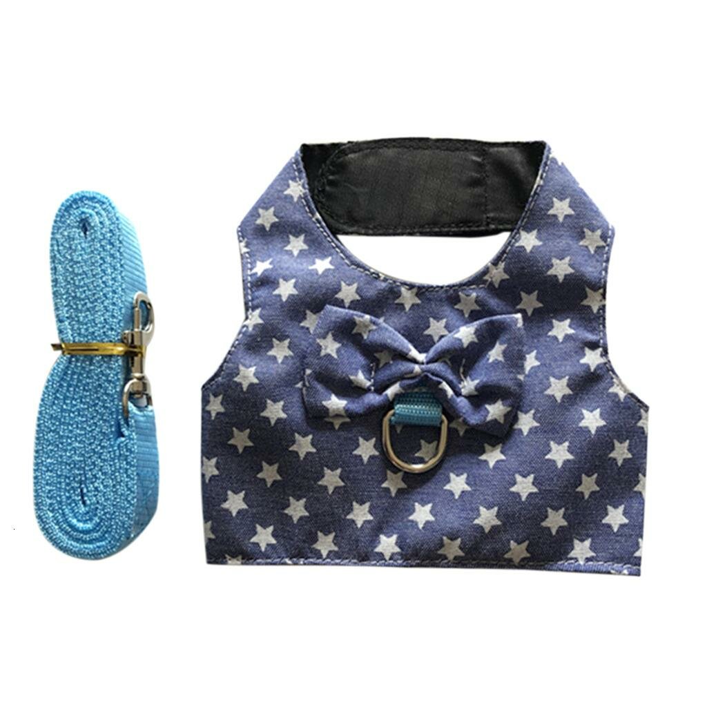 Шлея и поводок для кролика, хомяка, шиншиллы, енота, синяя/розовая, S - 1