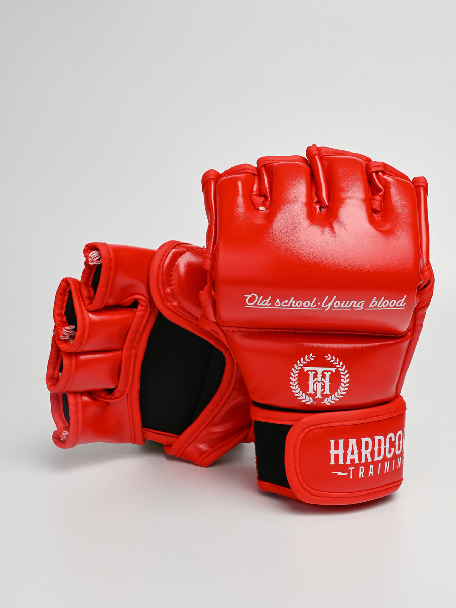 Перчатки для смешанных единоборств ММА Hardcore Training Base PU Red L/XL