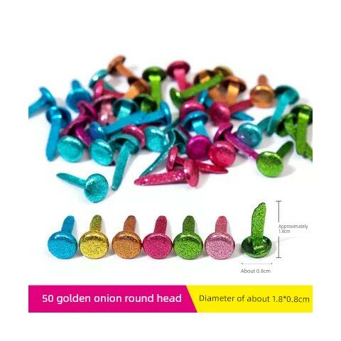 Золотистые круглые головки декоративных гвоздей для детей, 50 штук, мерцающие аксессуары с мультяшным рисунком