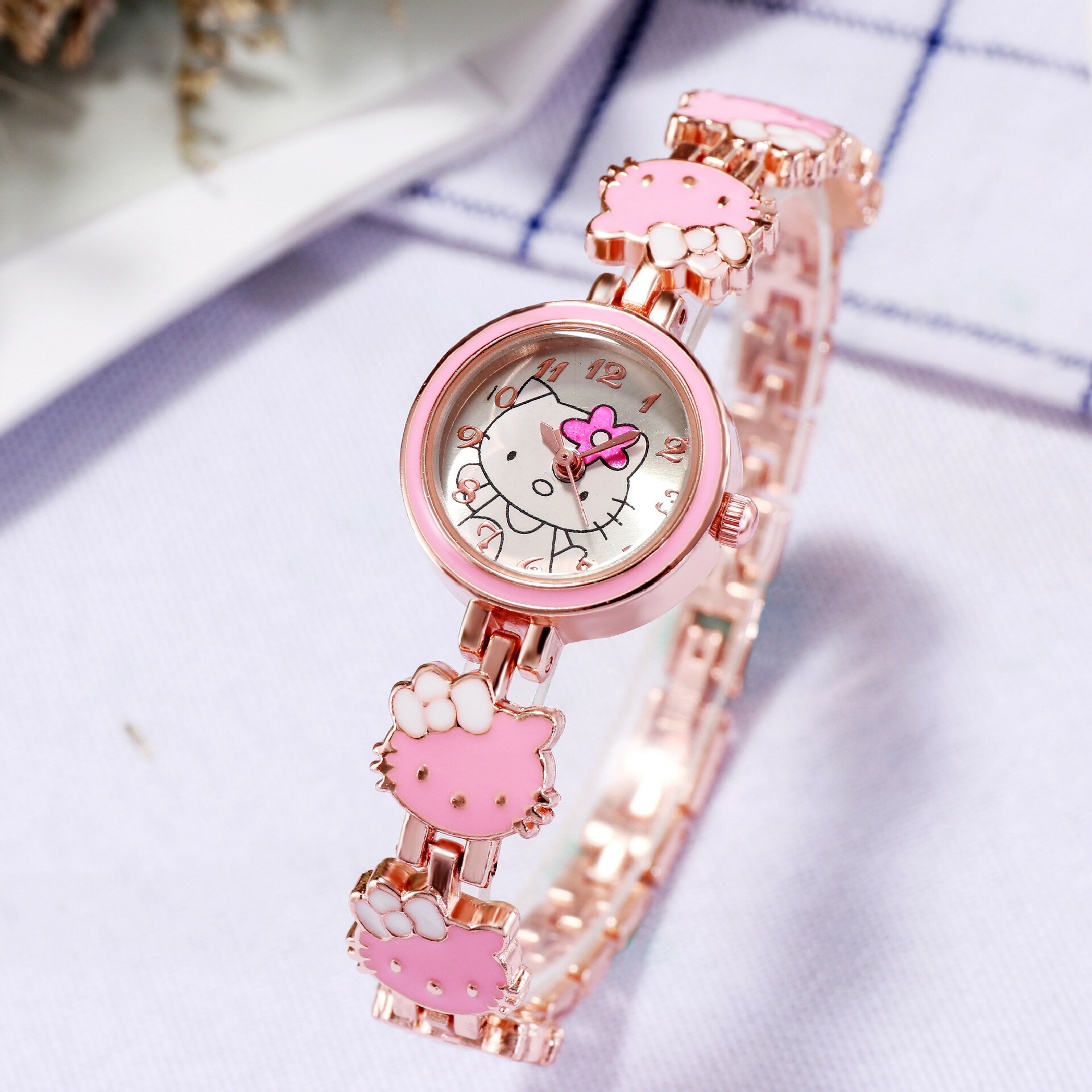Детские часы, Электронно-кварцевые часы Hello Kitty со стальным браслетом