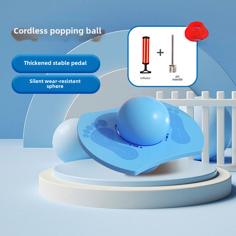 Мяч для прыжков для детей Толстый взрывобезопасный баланс-мяч Тренировочный мяч для прыжков Помощь в подъеме Длинный и высокий фитнес-инструмент (Синий базовый вариант без ручки) Максимальная нагрузка 240 кг