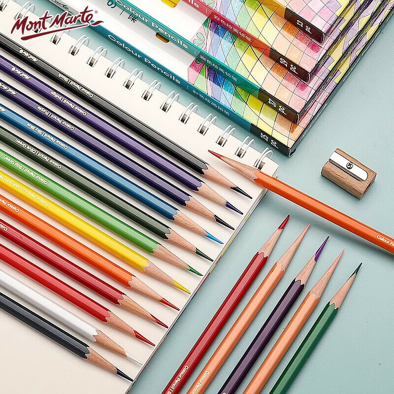 Mont Marte Oil-Based Colored Pencils 12 Colors, Drawing Colored Pencils, Art Drawing Pencil Set, Boxed Hand-Drawn Coloring Pencils, Student Drawing Pencils MPN0137, Sketching, Marker Drawing