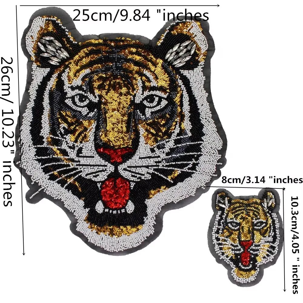 Нашивки с бисером "Ревущий тигр" 1 set of 2pieces