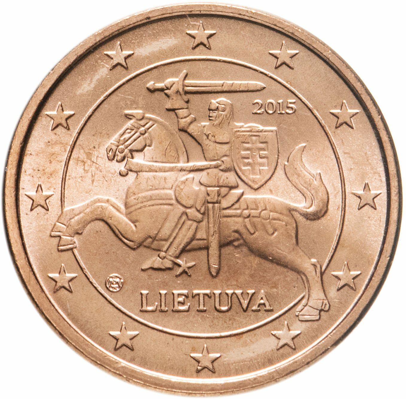 Литва 1 евроцент 2015-2017, Сталь, в сохранности UNC