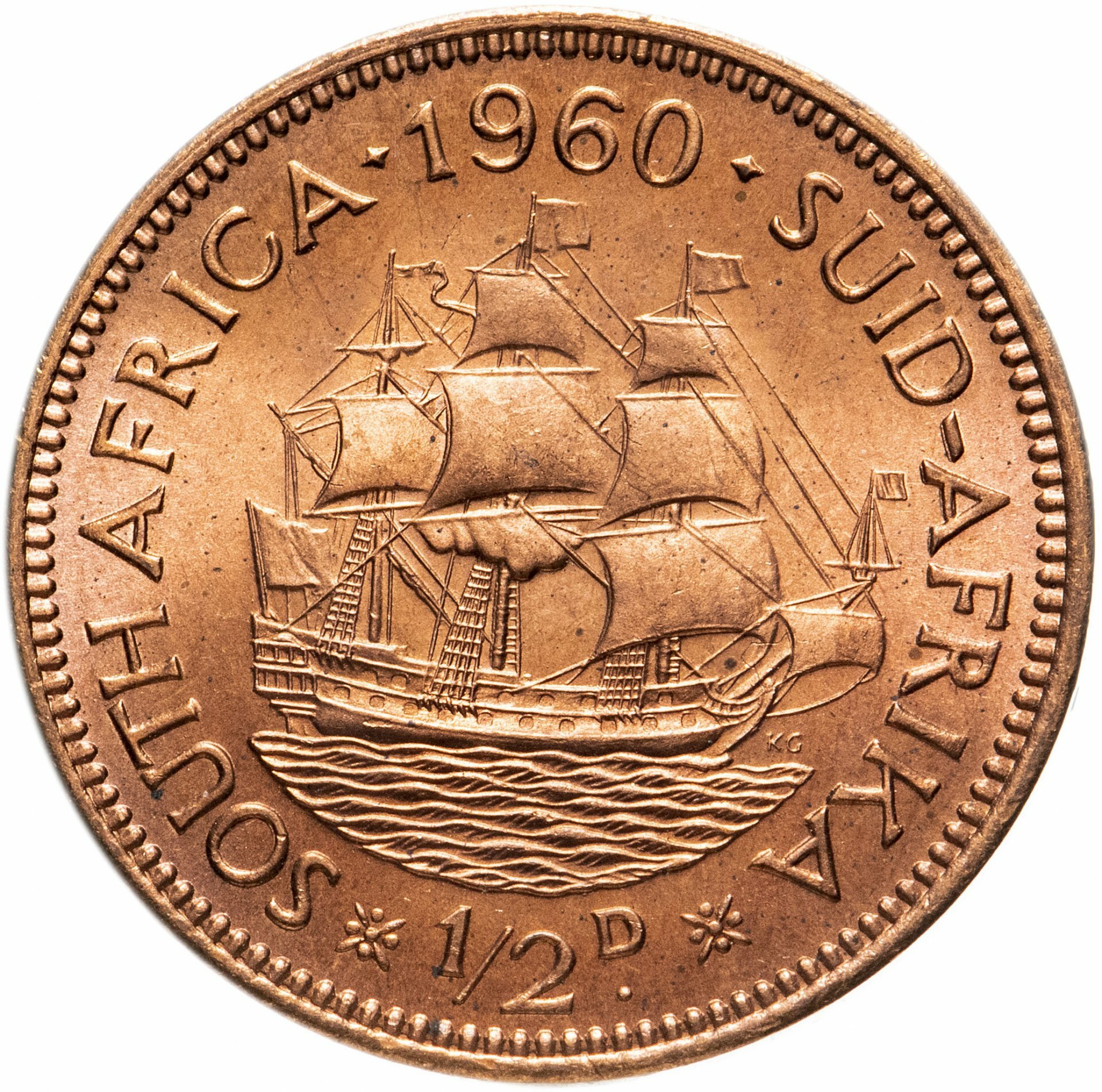 ЮАР 1/2 пенни penny 1960, Бронза, в сохранности UNC