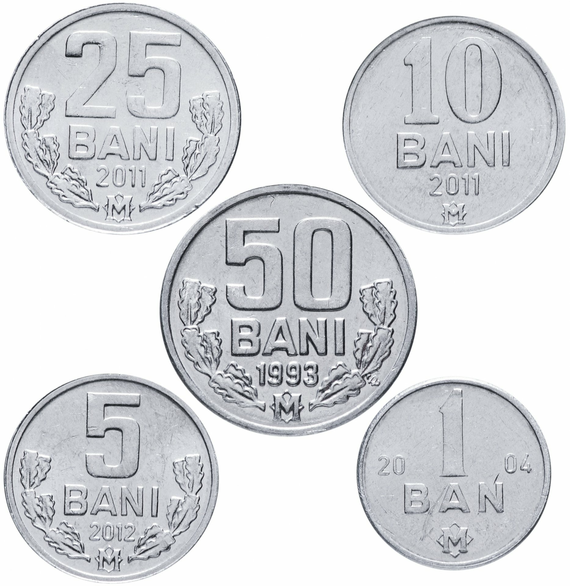 Молдова набор монет 1993-2012 5 штук, в сохранности UNC