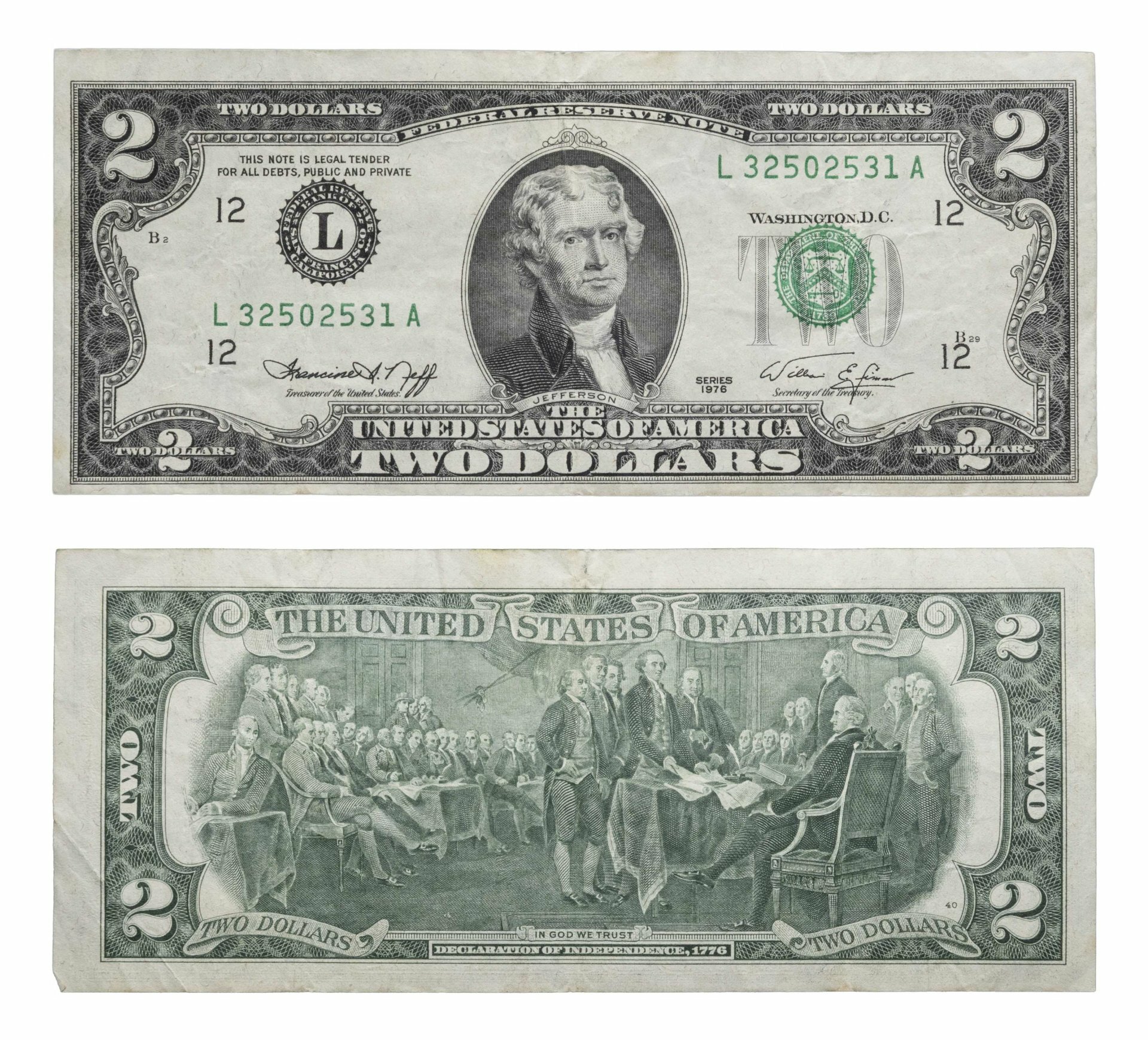 США 2 доллара 1976 года Pick 461 L-Сан Франциско