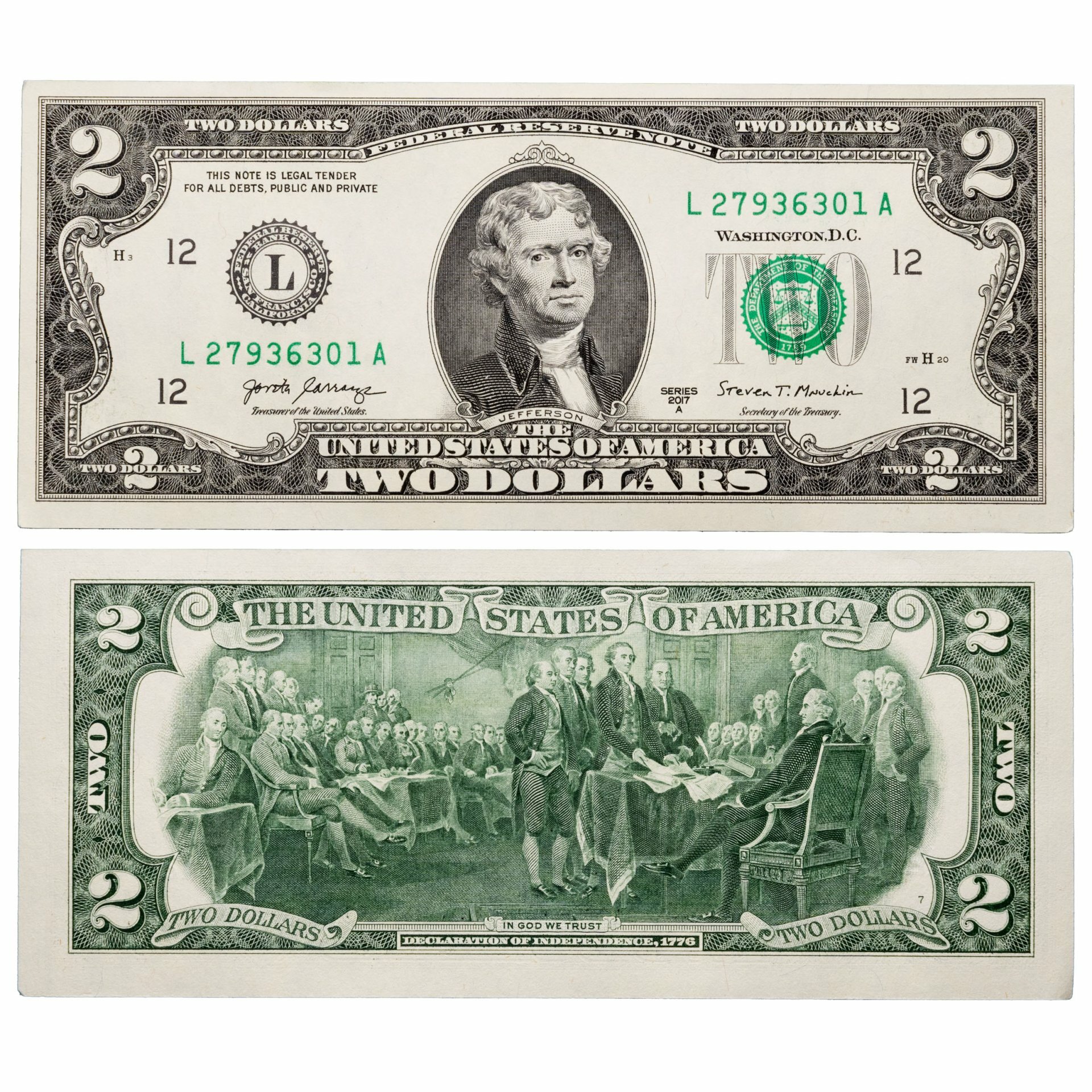 США 2 доллара 2017A Pick ** L-Сан Франциско "FW" Fort Worth