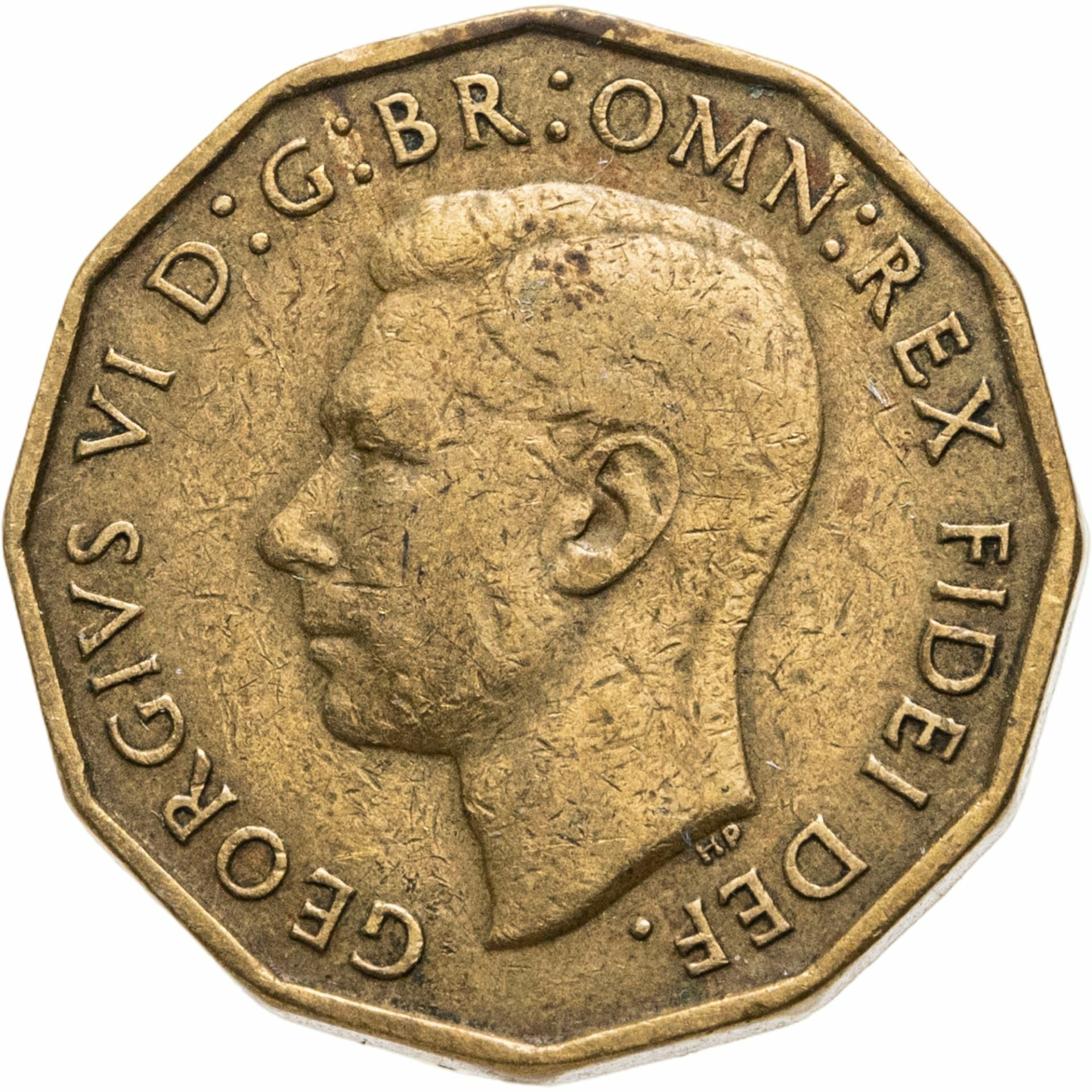Великобритания 3 пенса pence 1950, Латунь, в сохранности VF-XF