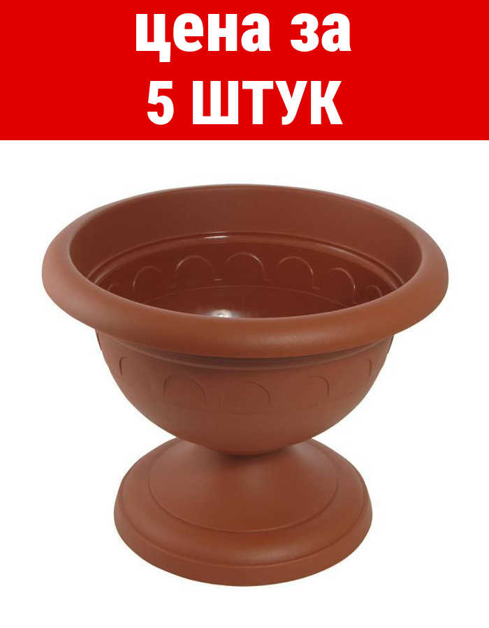 Комплект 5 шт, Вазон низкий Колывань 2л d=22см терракот