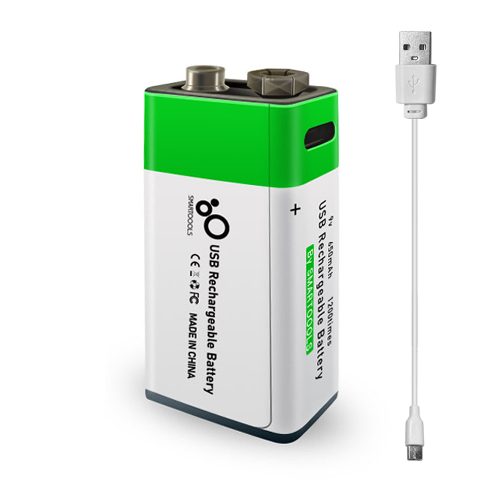 Type-C Port Rechargeable 9V Lithium Battery 650mAh High Capacity Constant Voltage Quick Recharge Environmental Friendly Utility Reusable for Microphone Guitar