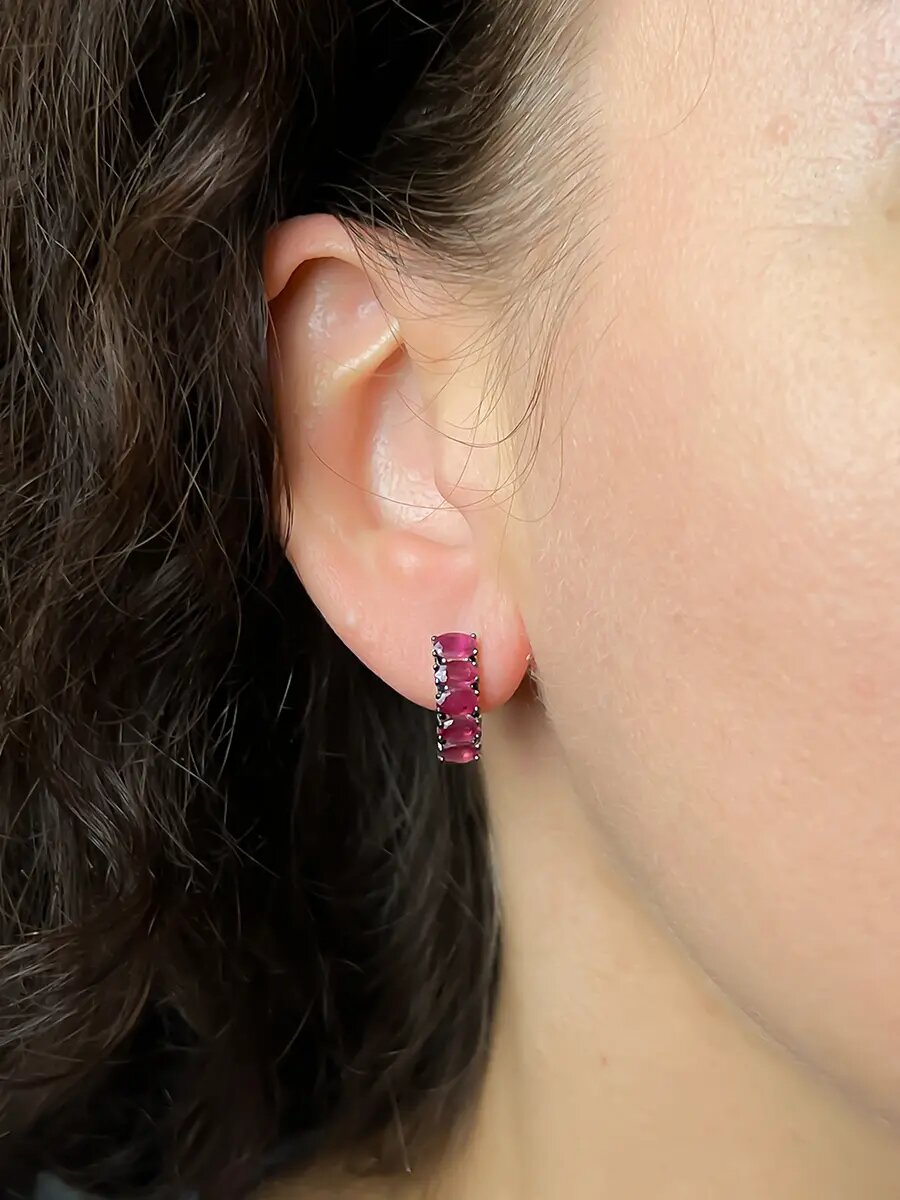 Серьги, желтое золото, 375 проба, шпинель, рубин