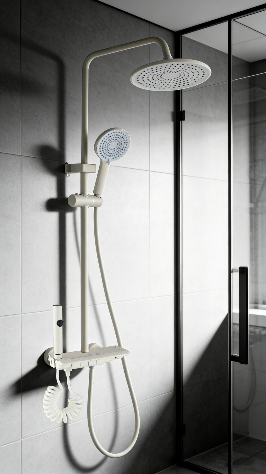 Душевая стойка Ceruttispa IGINO W , матовая белая, с тропическим душем