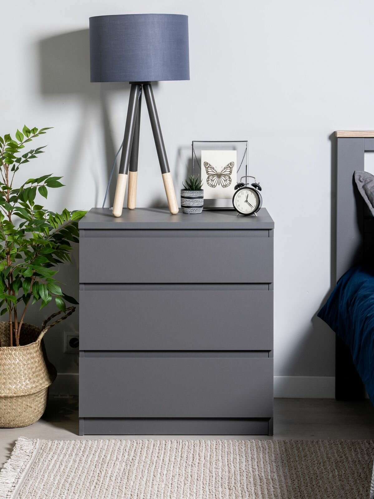 Комод Кастор, 3 ящика, 65х40х71 см, серый, ГУД лакк