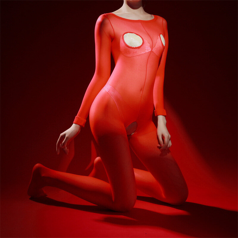 Новинка: Мужские и женские бесшовные масляные глянцевые гладкие сексуальные чулки с открытым грудью, соблазнительный боди для всего тела