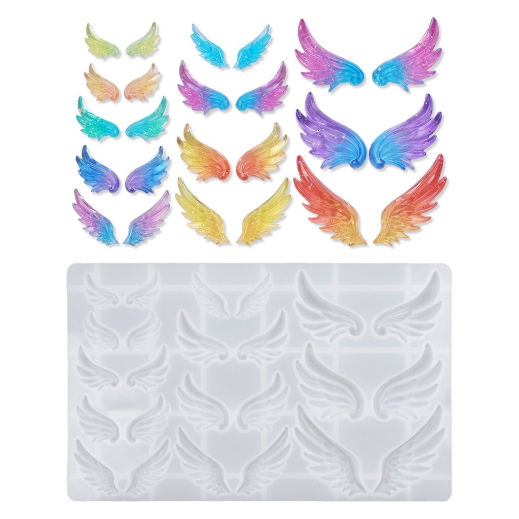 Легко Снимаемая Силиконовая Форма с Крылом Ангела для Изготовления Ювелирных Изделий из Смолы С Зеркальными Гладкими Поверхностями Инструмент Для Украшения Хэллоуина